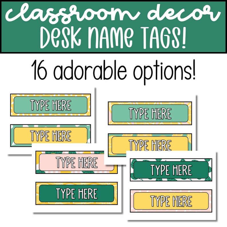 EDITABLE Desk Name Tags for Classroom, Lemon Farmhouse Classroom Decor ...