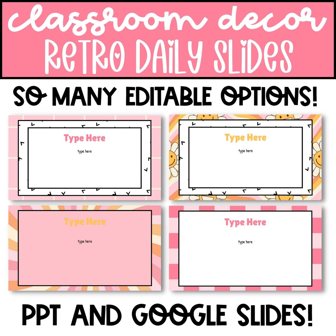 Retro Daily Slides for Classroom, Editable Google and Powerpoint Slide ...