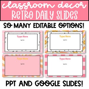 Retro Daily Slides for Classroom, Editable Google and Powerpoint Slide ...
