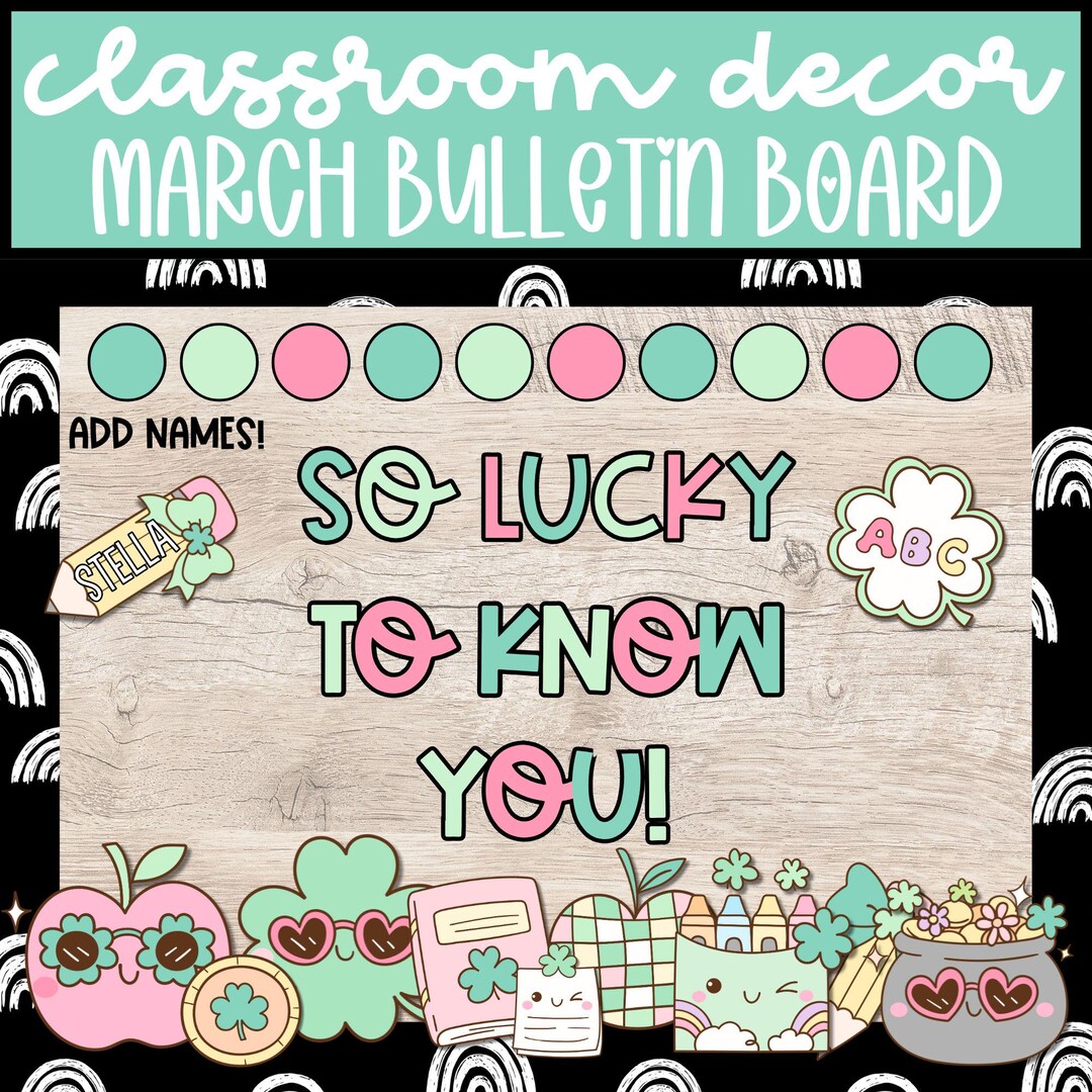 DIY Retro Groovy St. Patrick's Day Bulletin Board Kit and March Door ...