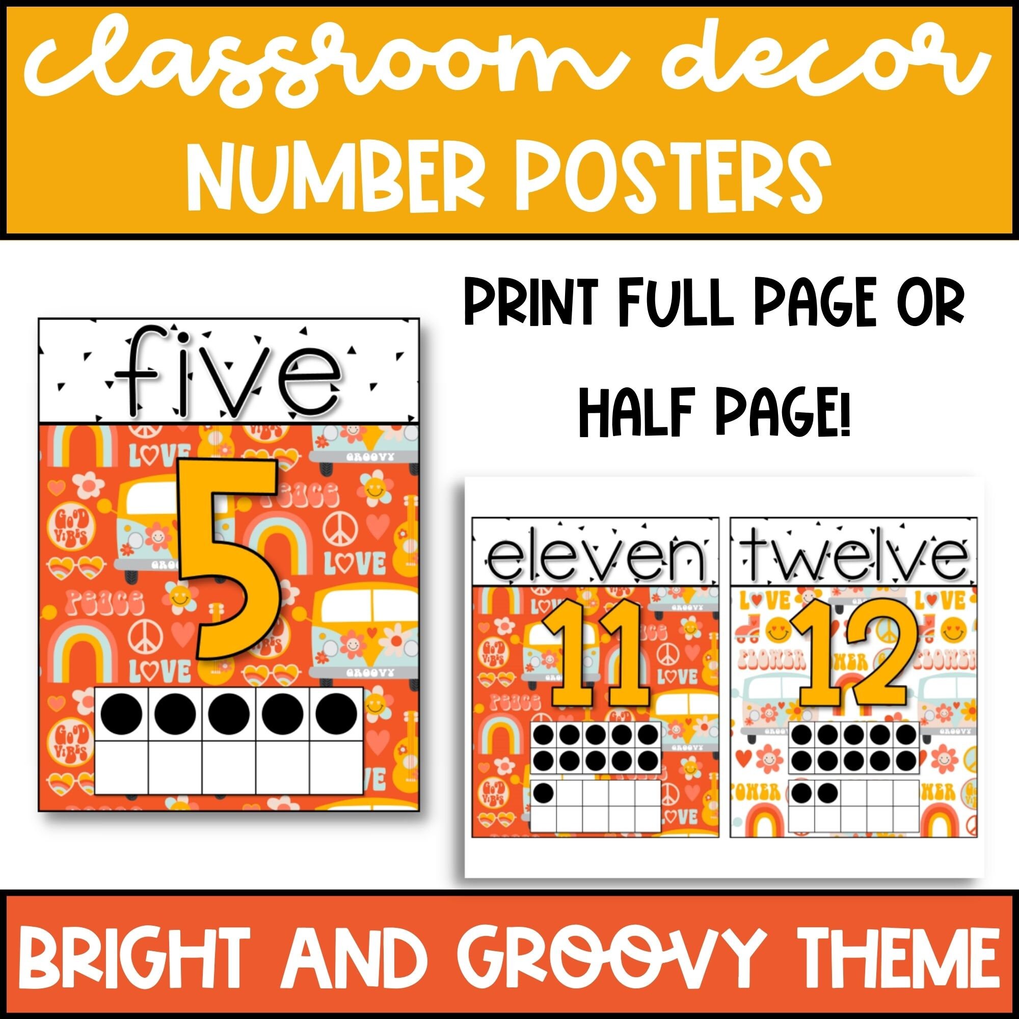 Retro Number Posters for Classroom DIY Classroom Decor Retro - Etsy