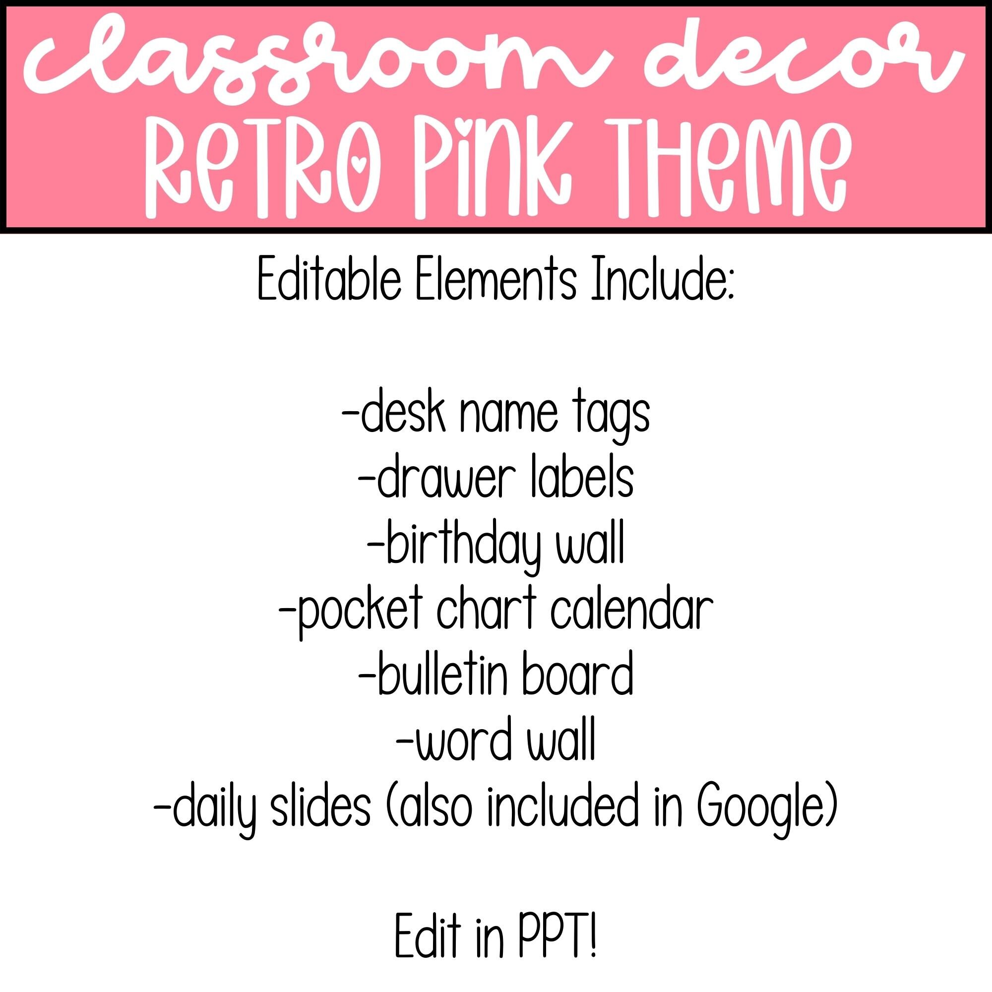 Retro Pink Classroom Decor Bundle, Editable Printables for Back to ...