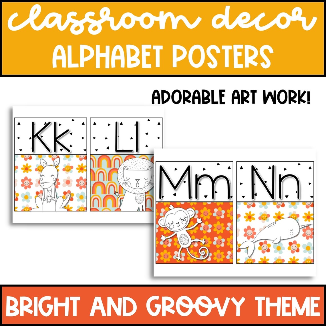 Retro Alphabet Posters for Classroom, DIY Classroom Decor, Retro Bright ...