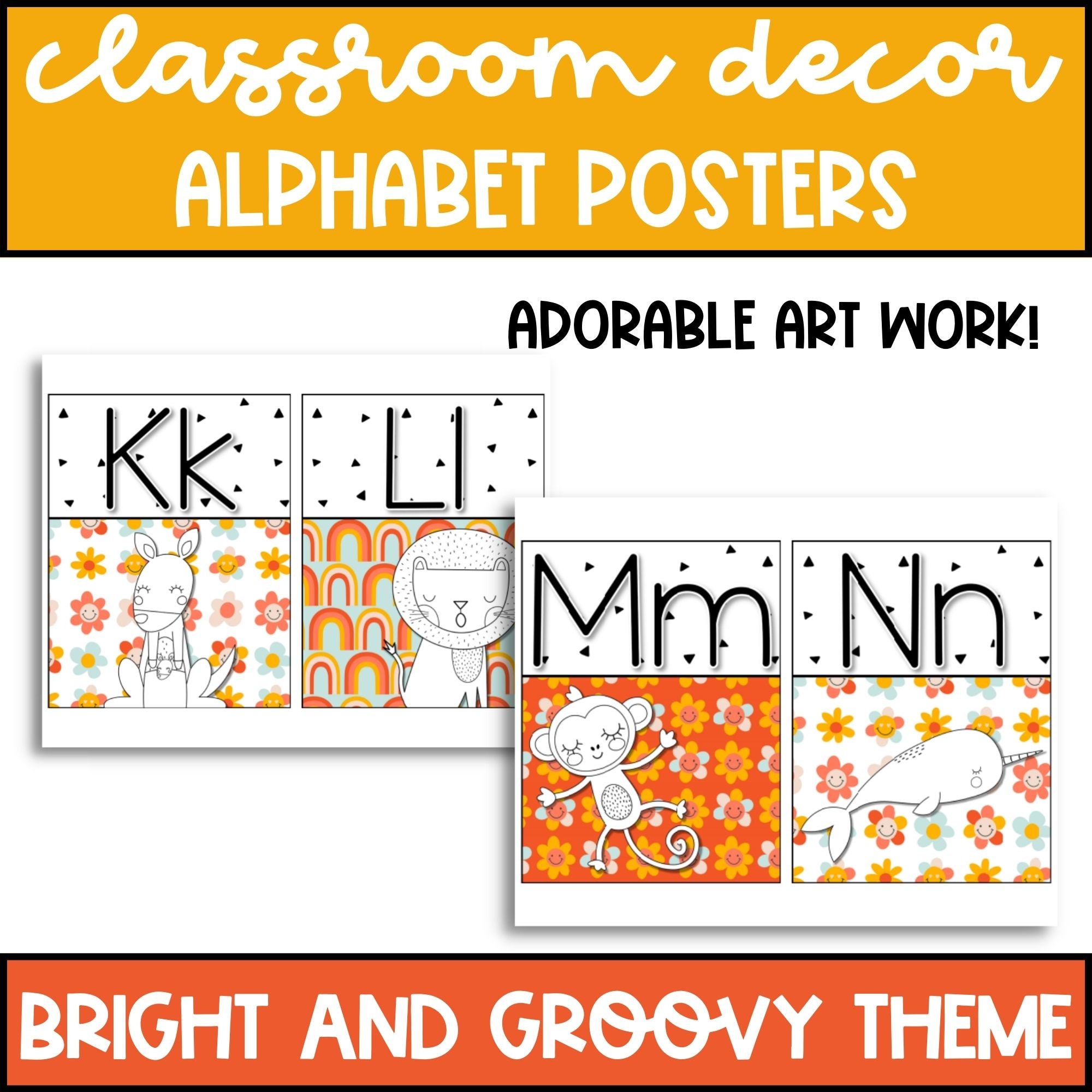 Retro Alphabet Posters for Classroom DIY Classroom Decor - Etsy