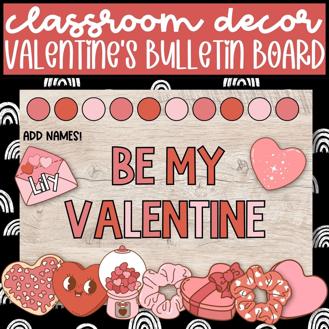 DIY Retro Valentine's Day Bulletin Board With Name Tags, Retro February ...