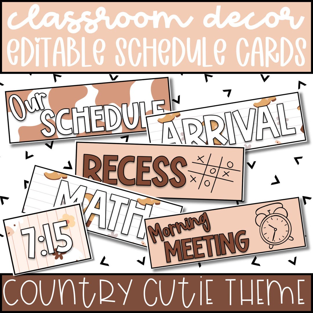 Daily Schedule Cards for Classroom, Editable Schedule Elementary ...