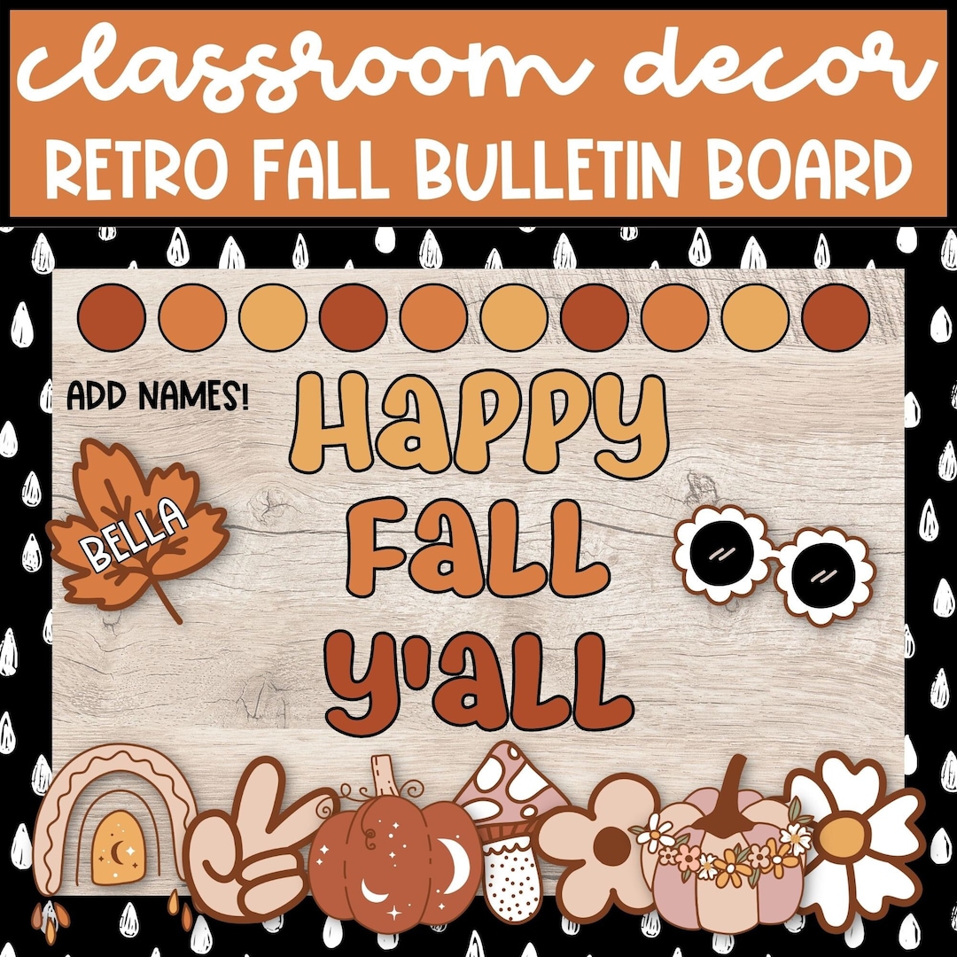 Retro Fall Bulletin Board, DIY Classroom Bulletin Board Door Decor ...
