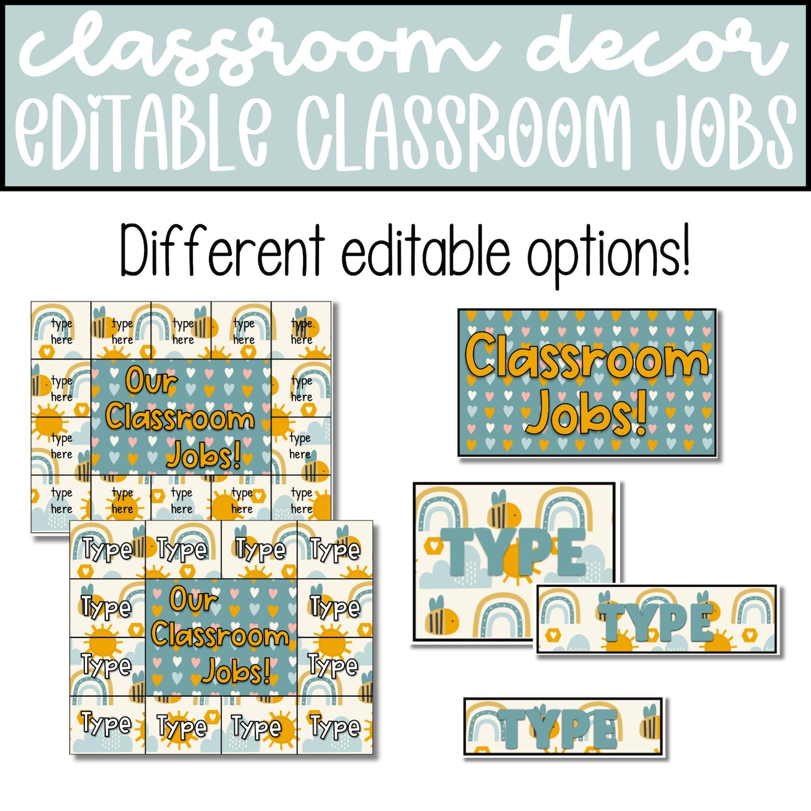 Editable Honeybee Classroom Jobs Chart, Bee Decor Theme (digital ...