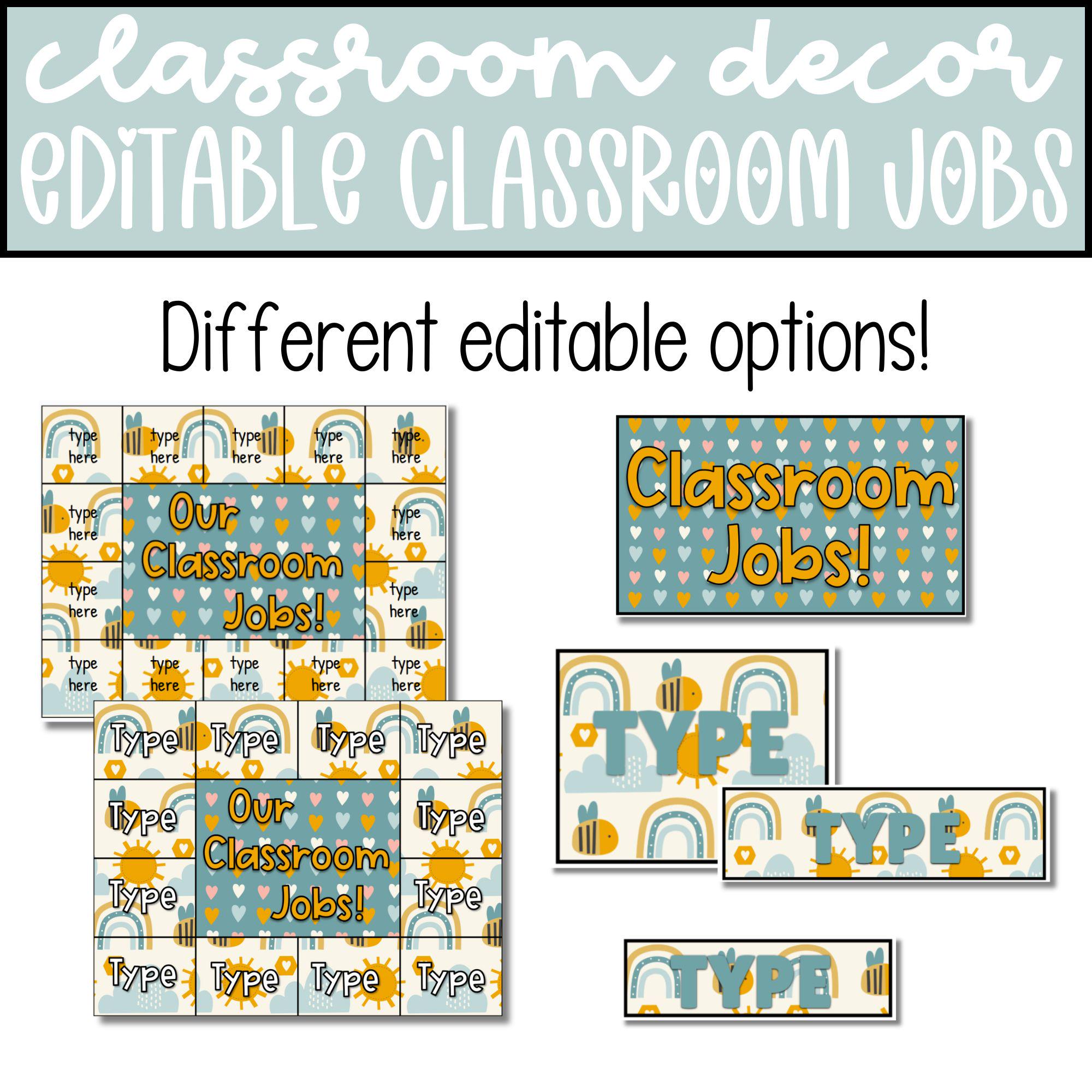 Editable Honeybee Classroom Jobs Chart, Bee Decor Theme (digital ...