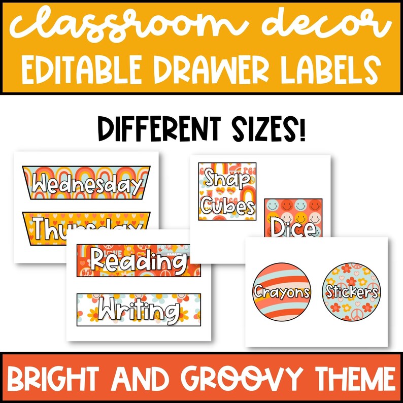 Editable Drawer Labels for Retro Classroom Decor, DIY Classroom Decor ...