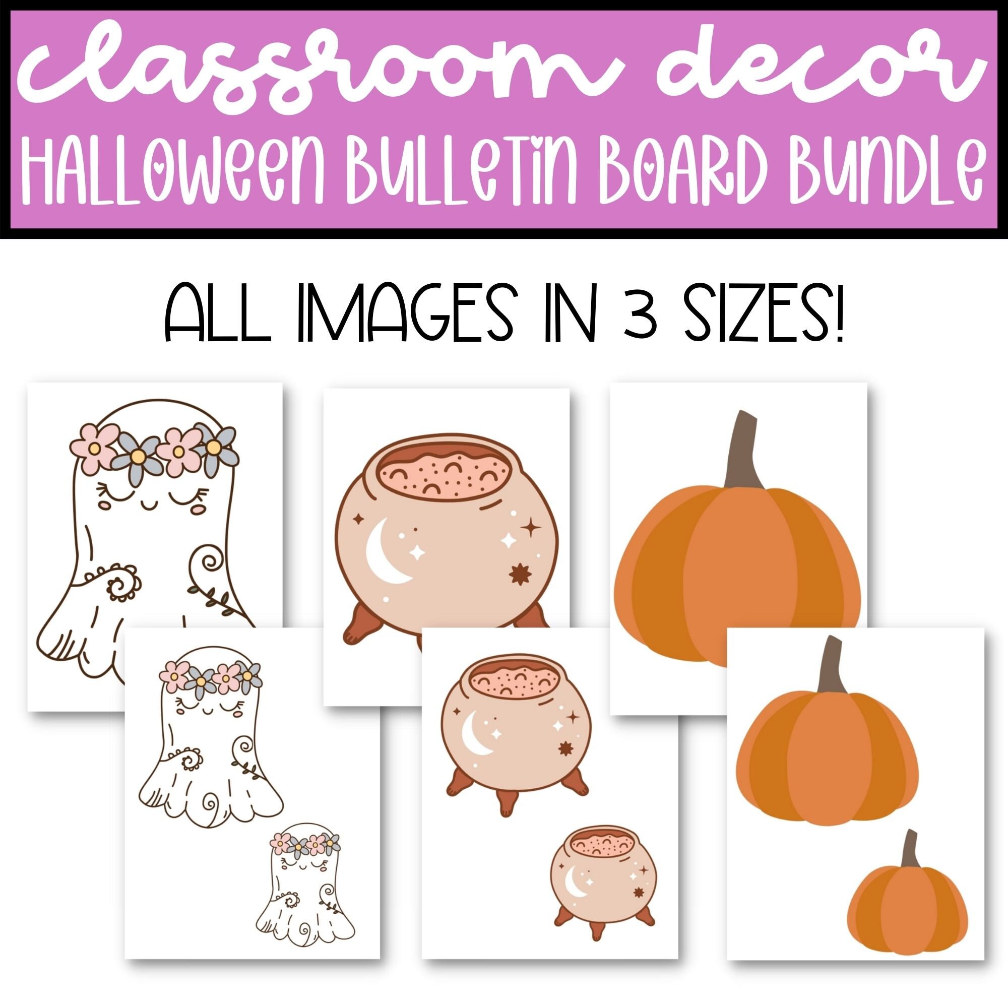 Retro Boho Halloween Bulletin Board Kit, September October Door Decor ...