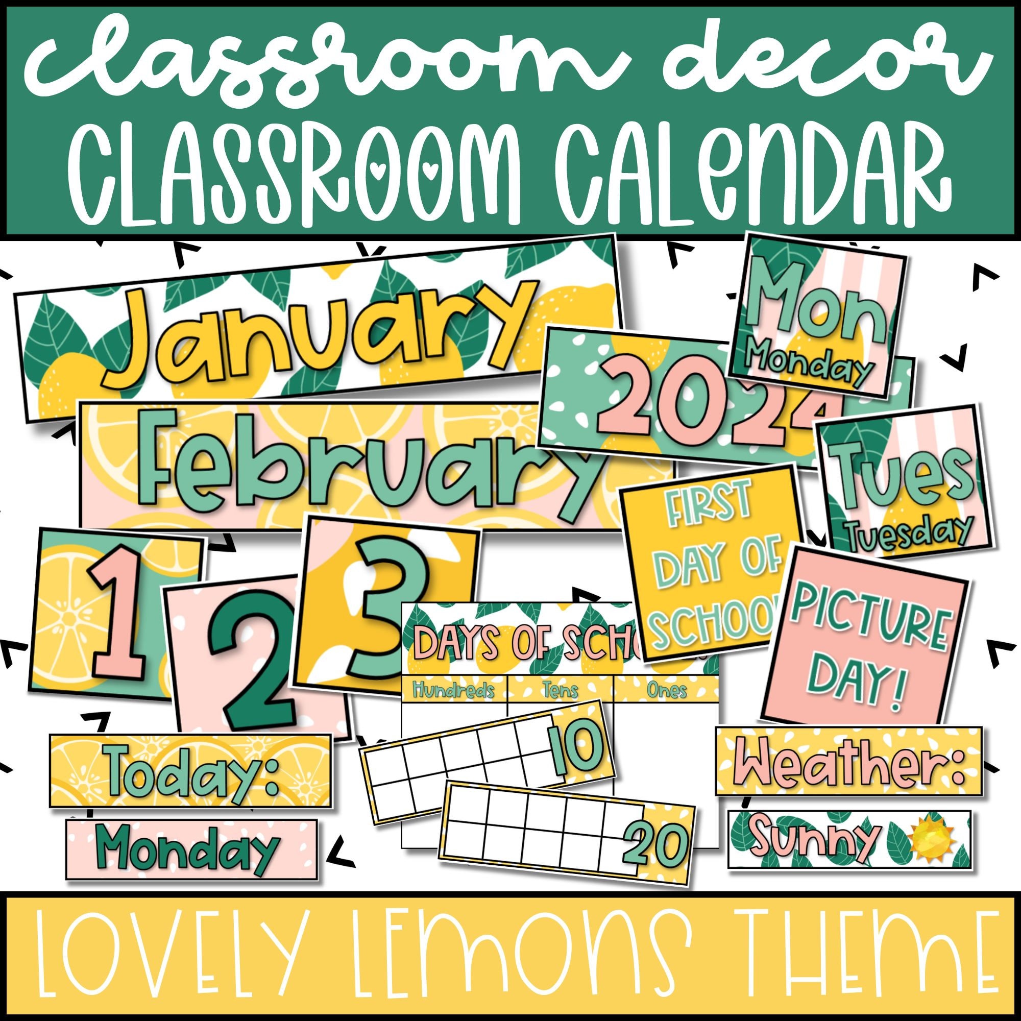Lemon Themed Classroom Decor Bundle, Modern Bright Farmhouse Classroom ...