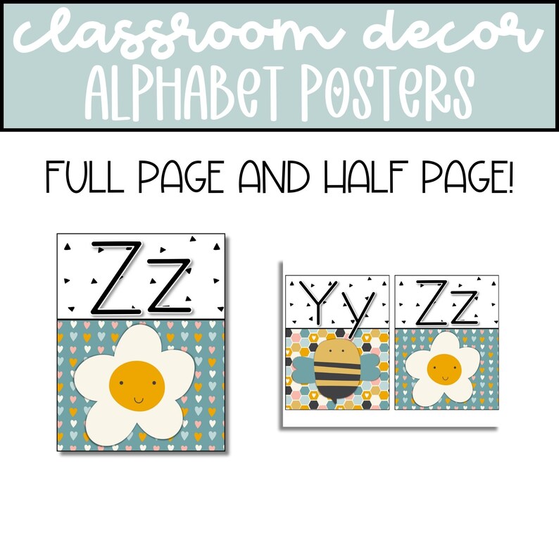 Alphabet Posters for Classroom, DIY Classroom Posters, Bee Themed ...