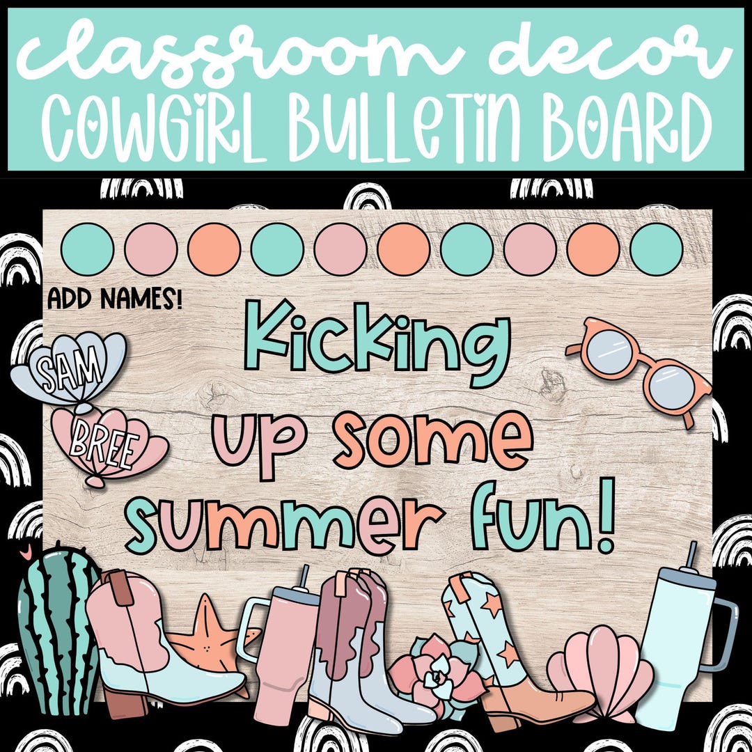 Coastal Cowgirl Bulletin Board Kit, Western Classroom Decor (digital ...