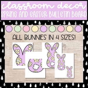 DIY Retro Spring and Easter Bulletin Board Kit, Bunny March April Door ...