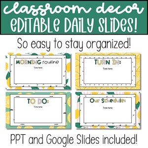 Daily Slides Templates for Google Slides and Powerpoint, Lemon Themed ...