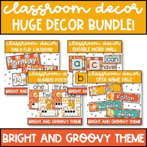 Retro Groovy Classroom Decor Bundle, Back to School Classroom Decor ...