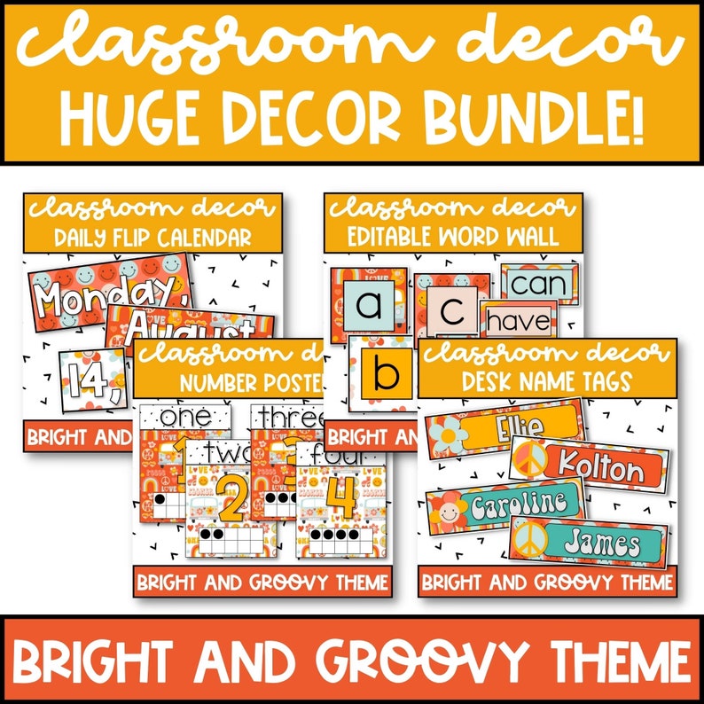 Retro Groovy Classroom Decor Bundle Back to School Classroom - Etsy