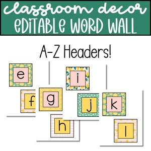 Editable Word Wall and Sight Word Cards for Classroom, Lemon Themed ...