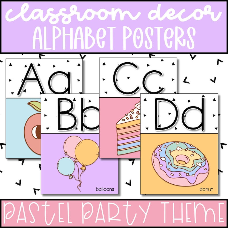 Retro Pastel Alphabet Posters, Elementary Classroom Decor (digital ...