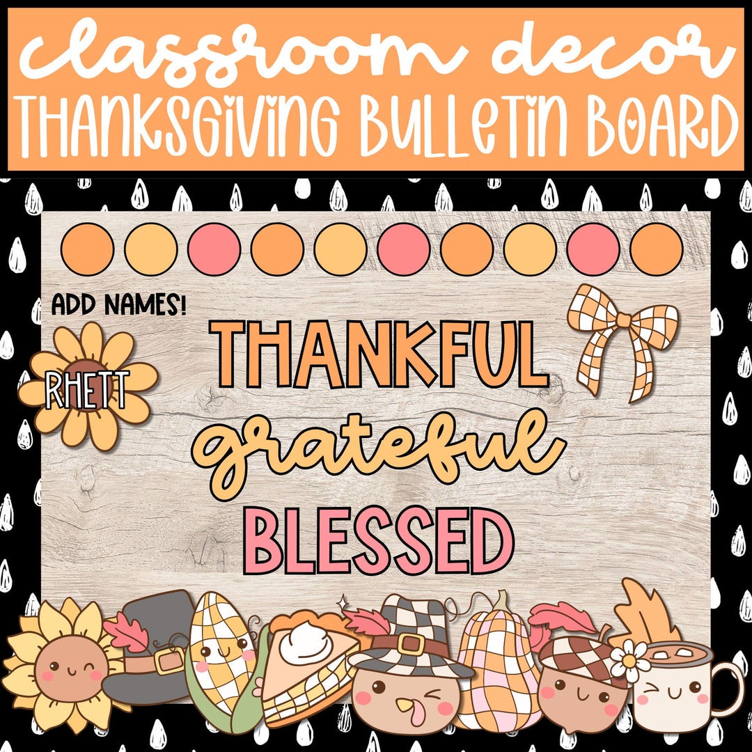 Retro Thanksgiving Bulletin Board, Groovy November Door Decor, Turkey ...