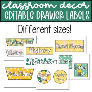 Editable Classroom Labels, 10 Drawer Cart Labels Editable, Lemon ...