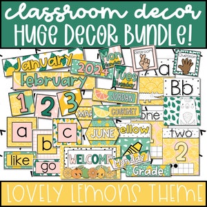 Lemon Themed Classroom Decor Bundle, Modern Bright Farmhouse Classroom ...