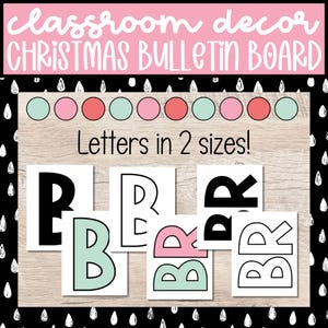 Retro Pink Christmas Bulletin Board, December Door Decor, Merry and ...