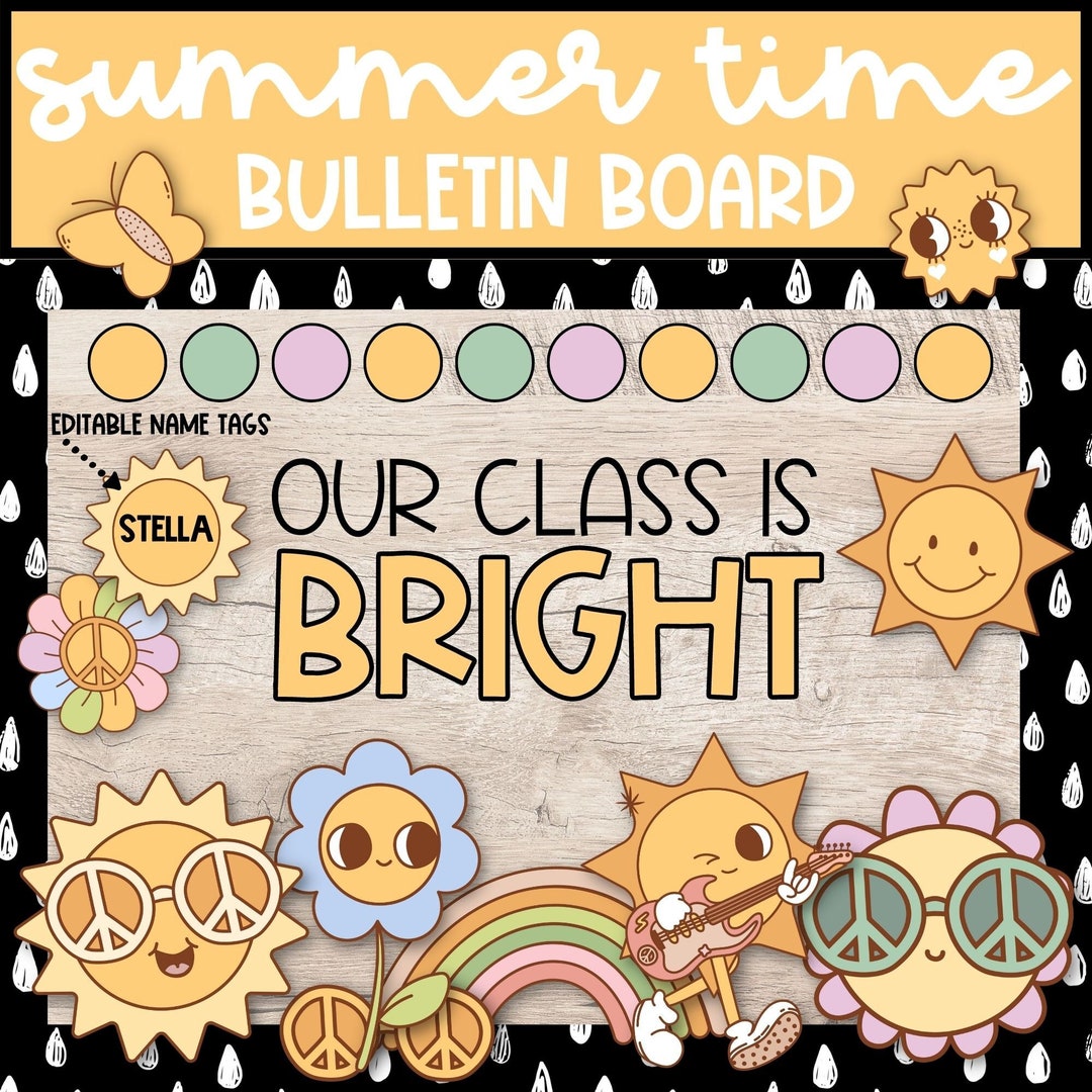 Retro Summer Our Class is Bright Bulletin Board Kit, April and May Door ...