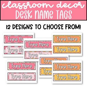 EDITABLE Desk Name Tags for Classroom, Retro Classroom Decor, Retro ...