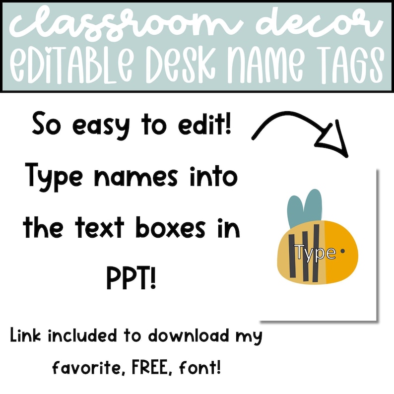Editable Bee Desk Name Tags, Classroom Decor (digital Download) - Etsy