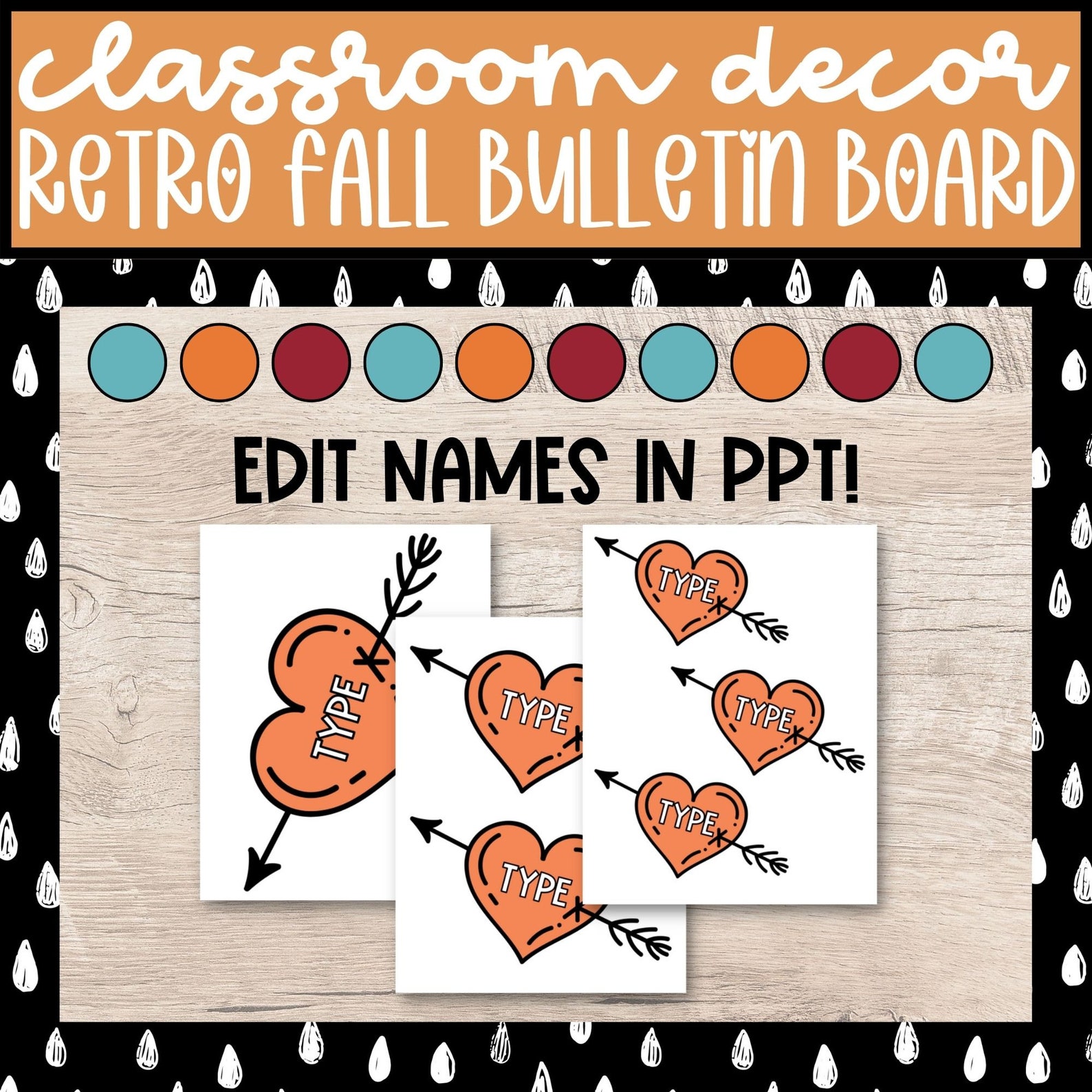 Retro Fall Bulletin Board and September October Door Decor, Pumpkin ...