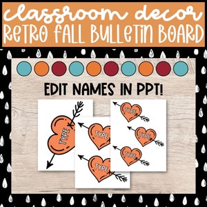 Retro Fall Bulletin Board and September October Door Decor, Pumpkin ...