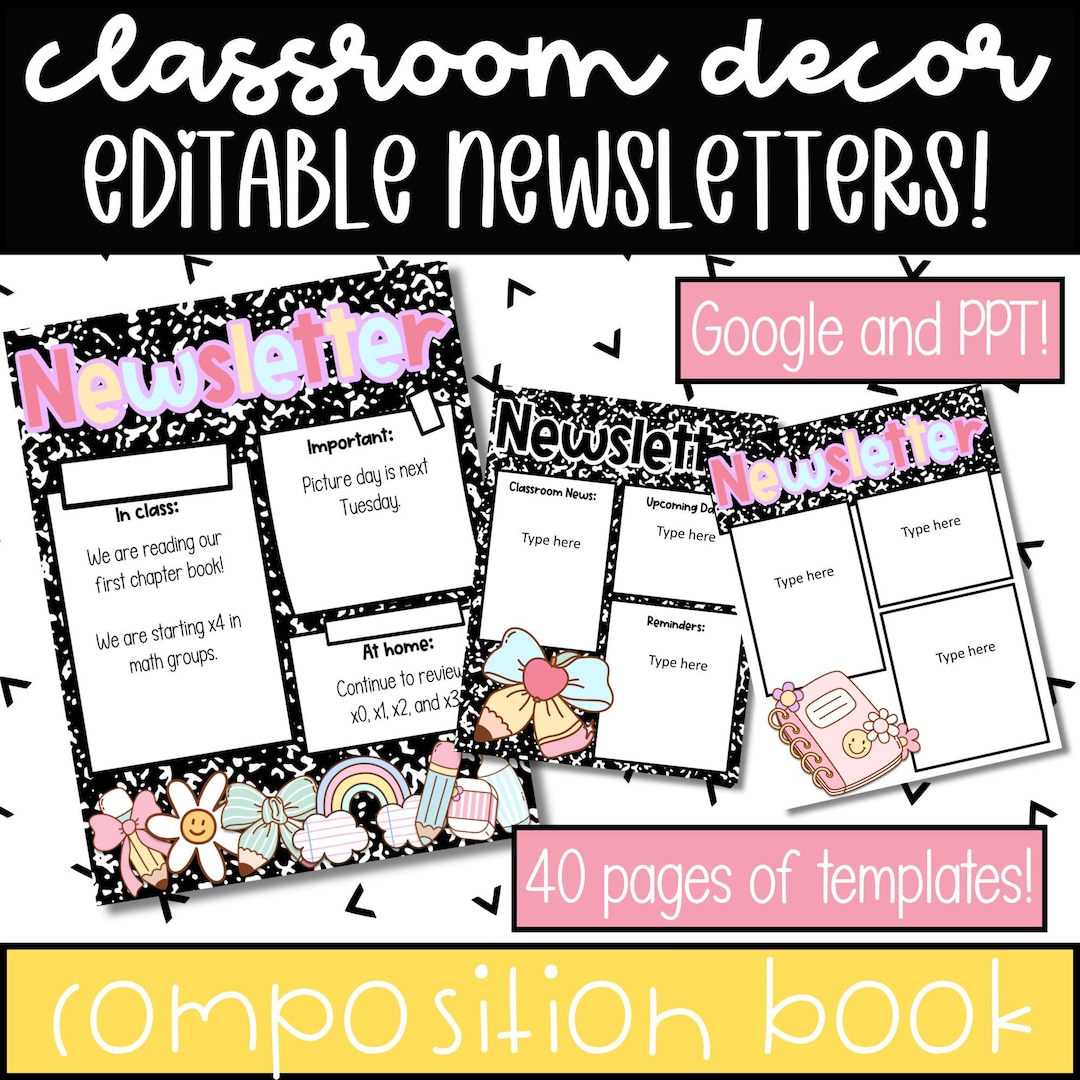 Editable Teacher Newsletter Templates, Classroom Communication (digital ...