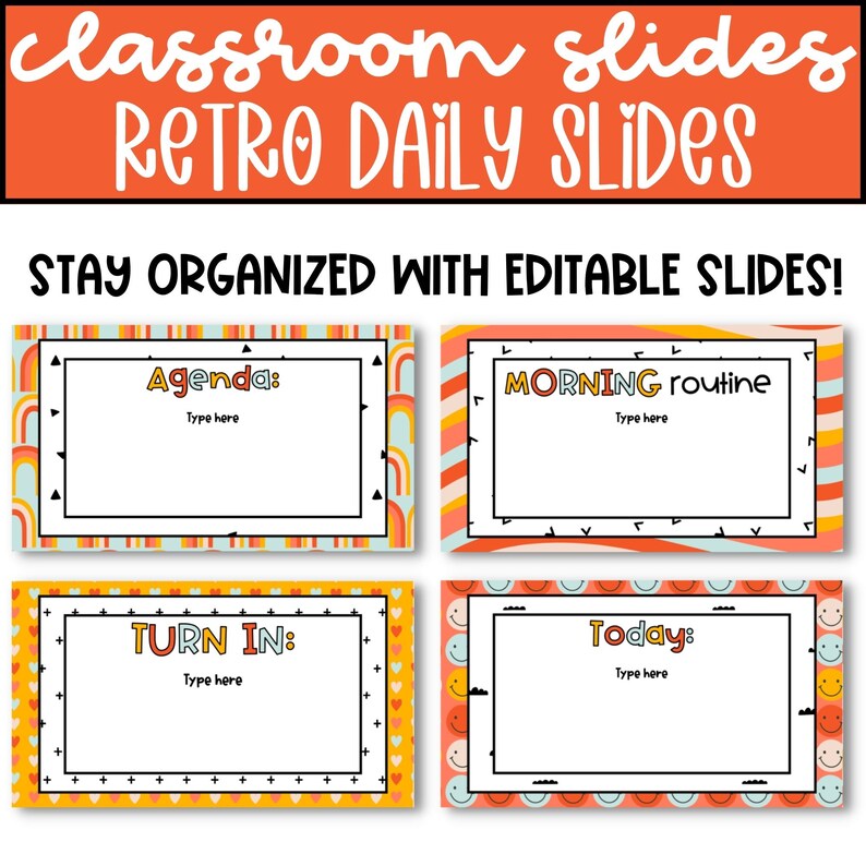 Retro Daily Slides for Classroom, Editable Google and Powerpoint Slide ...