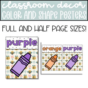 Color and Shape Posters for Classroom, DIY Classroom Posters, Bee ...