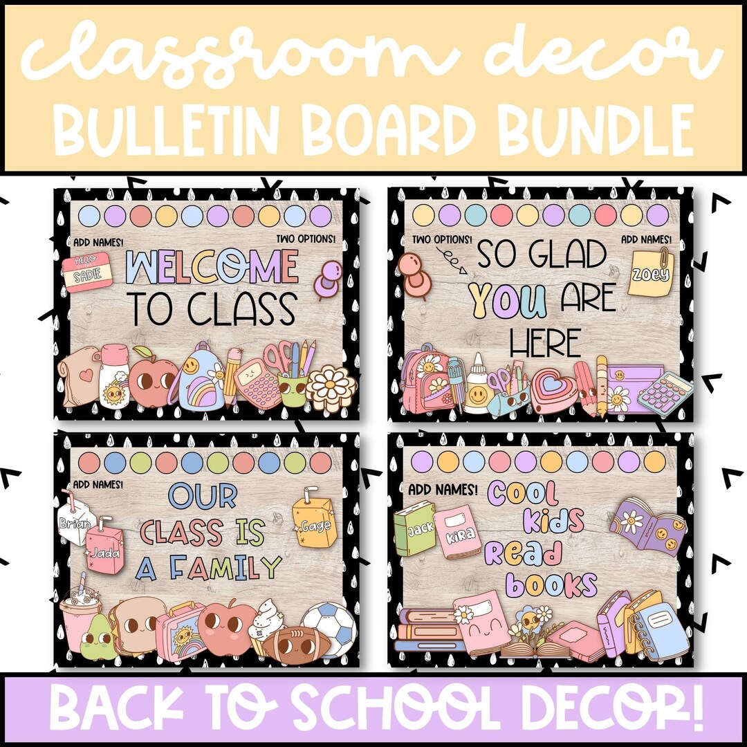 Retro Back to School Bulletin Board Bundle, Retro Classroom Decor, DIY ...