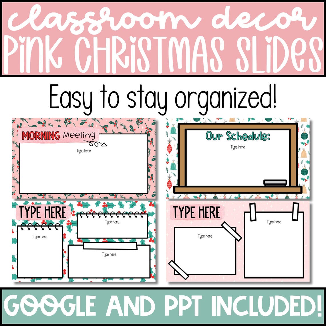 Pink Christmas Classroom Slides, Daily Planner Templates (google Slides ...