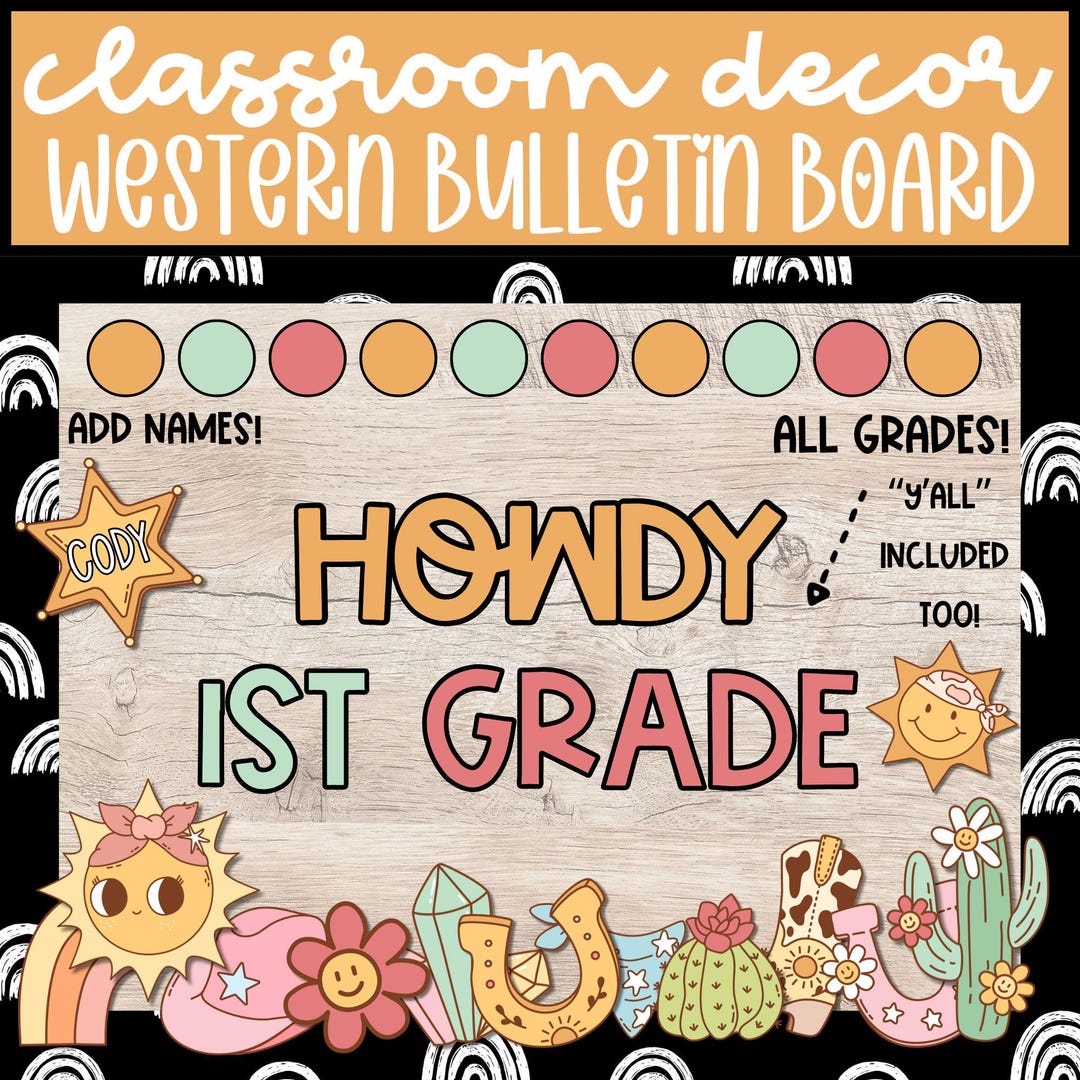 Retro Western Cowgirl Bulletin Board Kit, Classroom Decor (digital ...