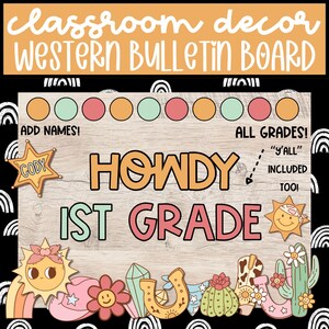 DIY Retro Western Cowgirl Bulletin Board Kit, Classroom Door Decor ...