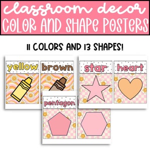Color and Shape Posters for Classroom, Retro Classroom Decor, Retro ...
