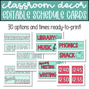 Daily Schedule Cards for Classroom, Editable Schedule Elementary ...