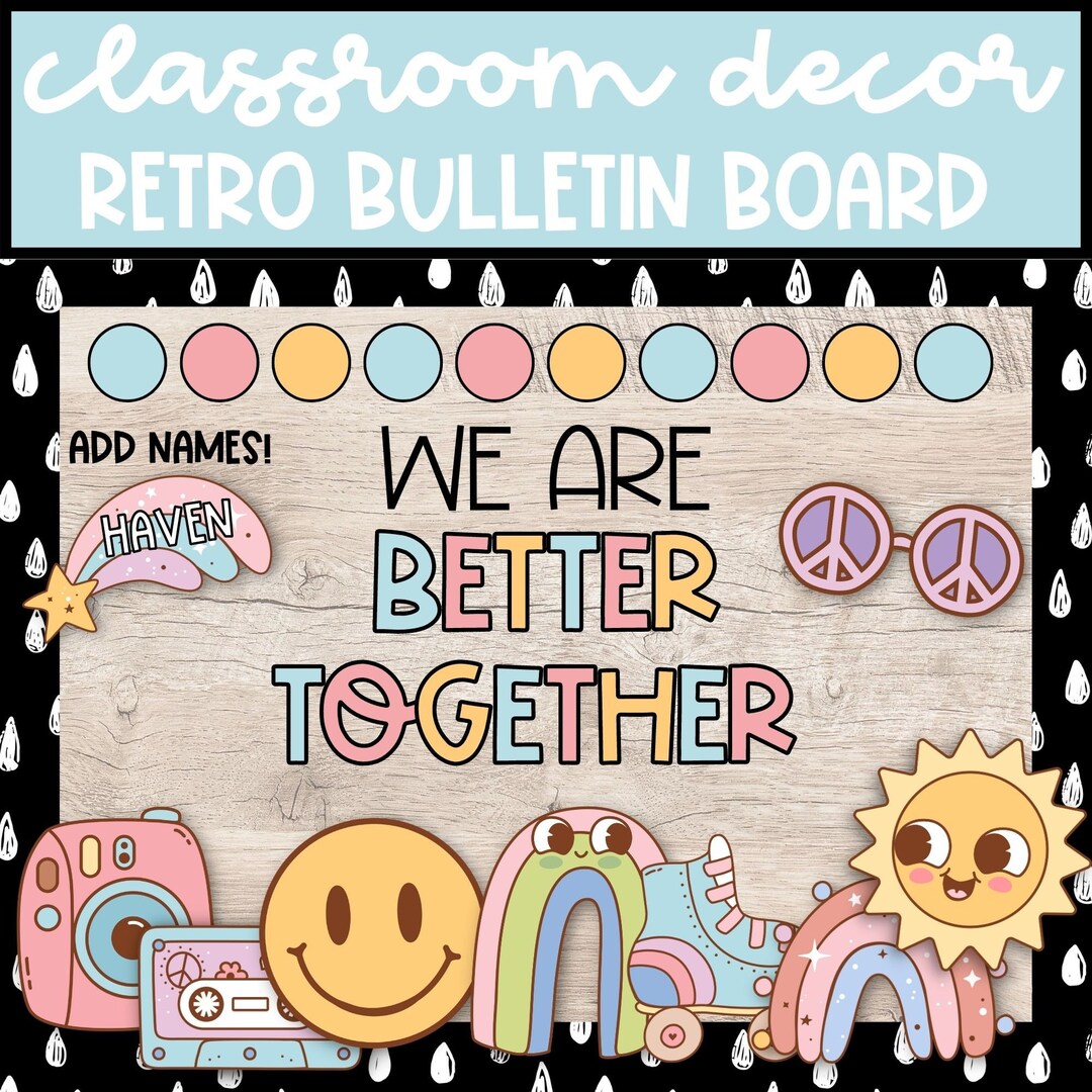 Back to School Retro Groovy Bulletin Board for DIY Classroom Decor ...