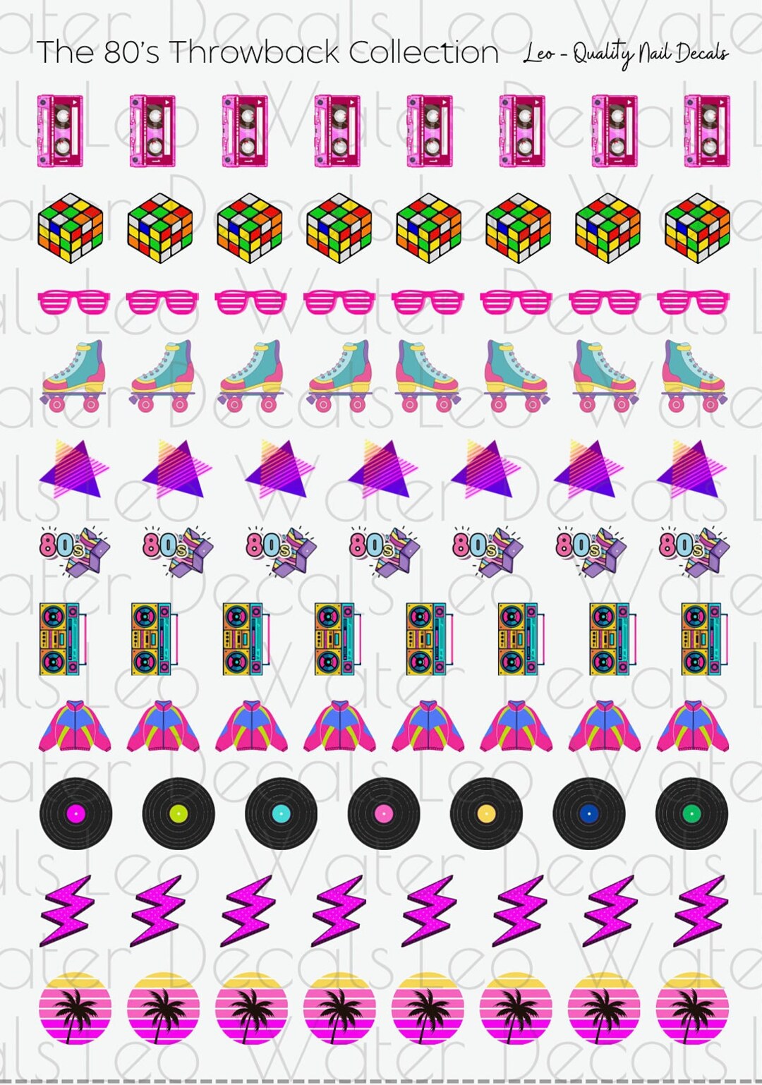 Nail Water Decals 80s Throwback Collection Two Size Options - Etsy