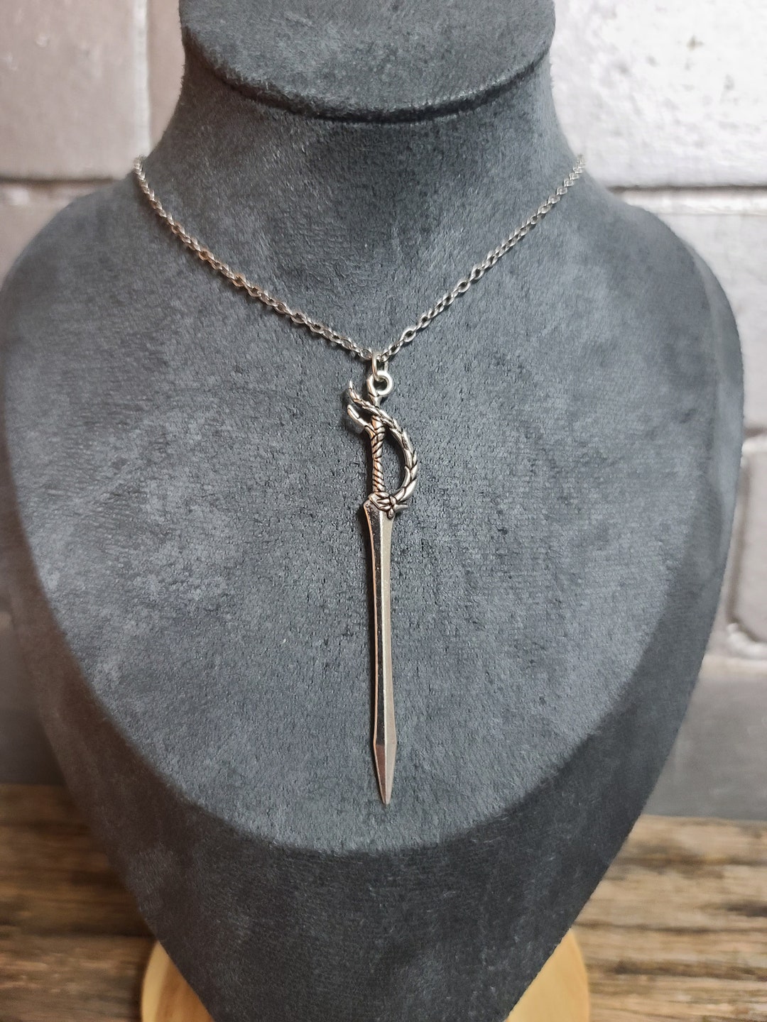 Sword Pendant Chain Necklace Silver Viking Medievil Dagger Unisex ...