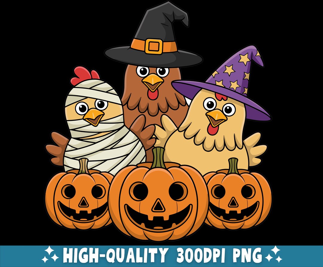 Cute Halloween Chickens PNG | Spooky Chicken Clipart | Pumpkin Chicken ...