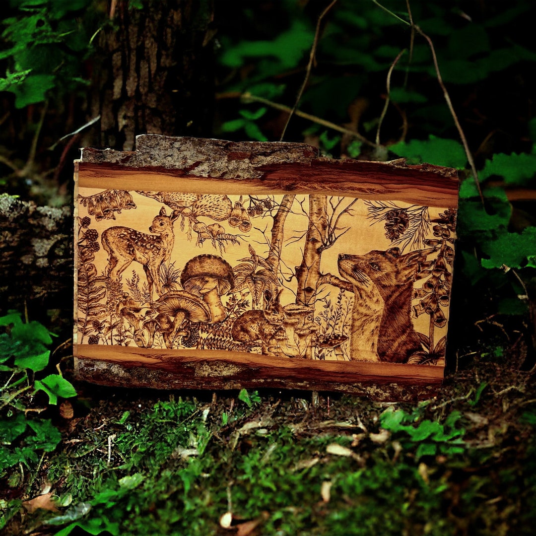 Into the Woods Wood Burning Wall Hanging, Home Decor, Live Edge Wood ...