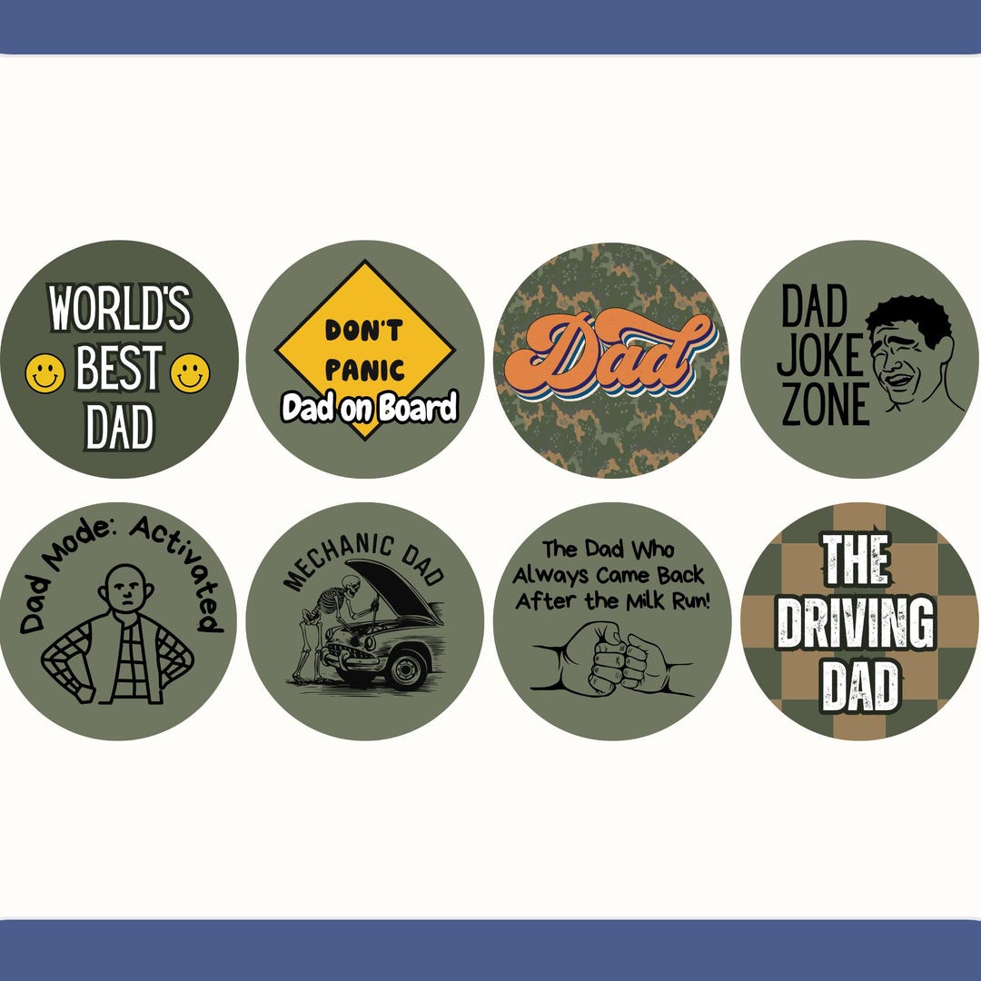 Funny Dad Car Coaster PNG Bundle | 8 Funny Father's Day Car Coaster ...
