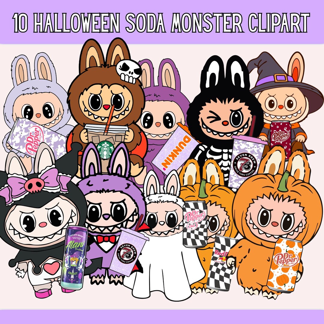Halloween Kawaii Monster Clipart Bundle, Cute Little Monster PNG Set ...