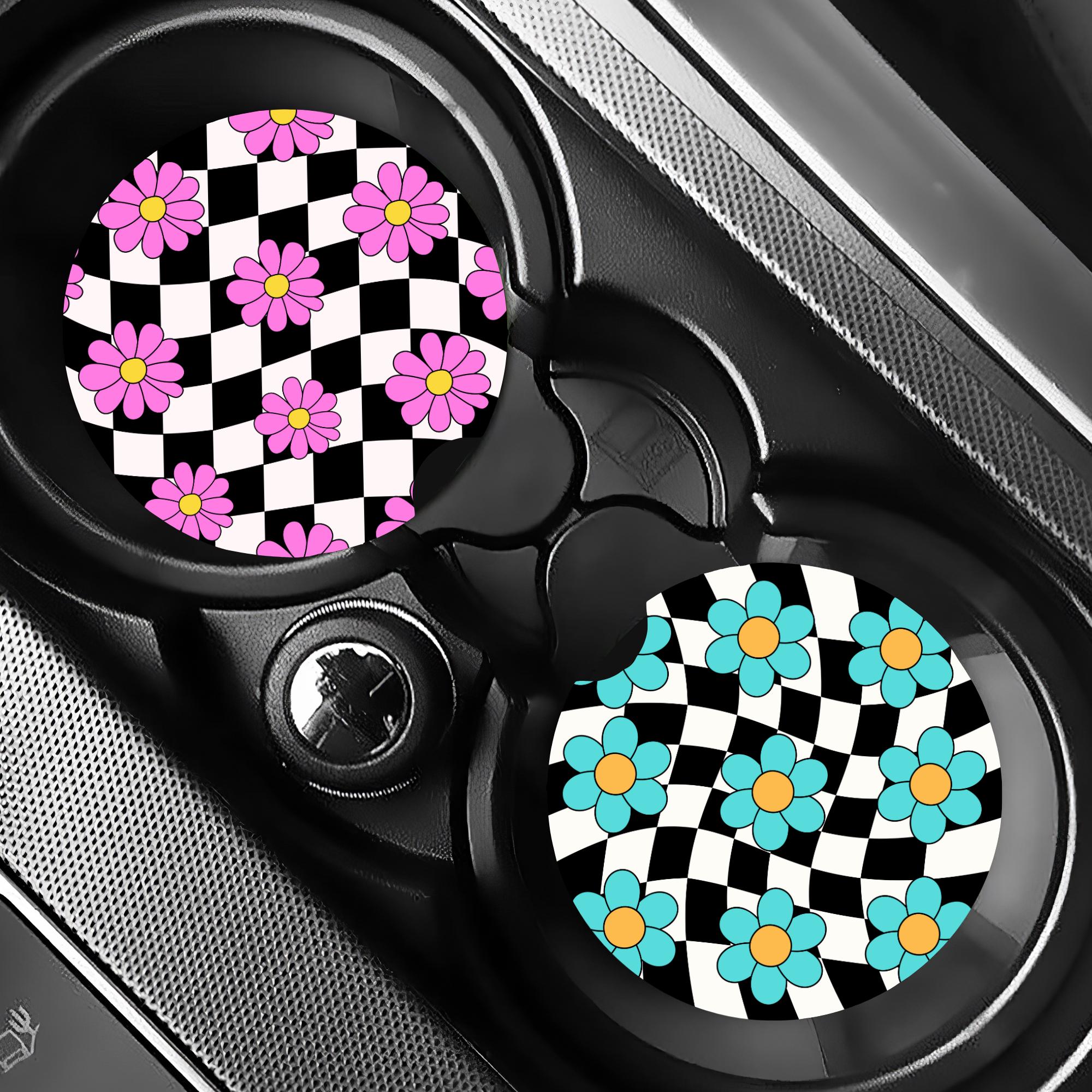 Retro Floral Car Coaster Bundle PNG | 8 Groovy 2.75